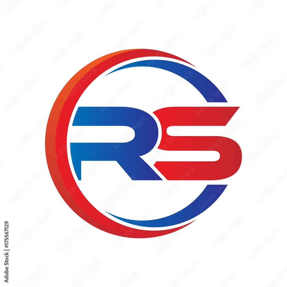 rs logo vector modern initial swoosh circle blue and red Stock Vector ...