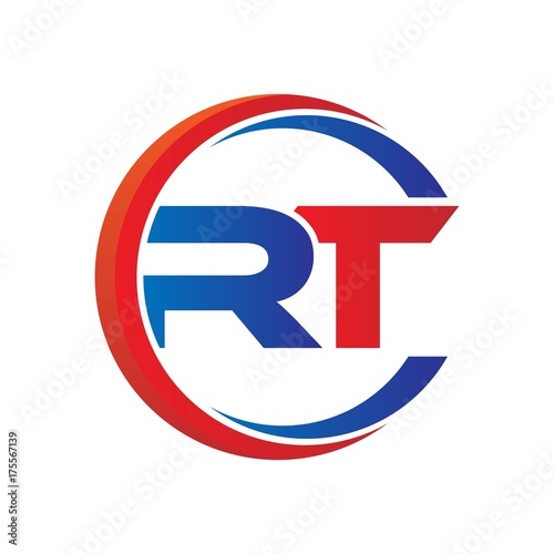 rt logo vector modern initial swoosh circle blue and red Stock Vector ...