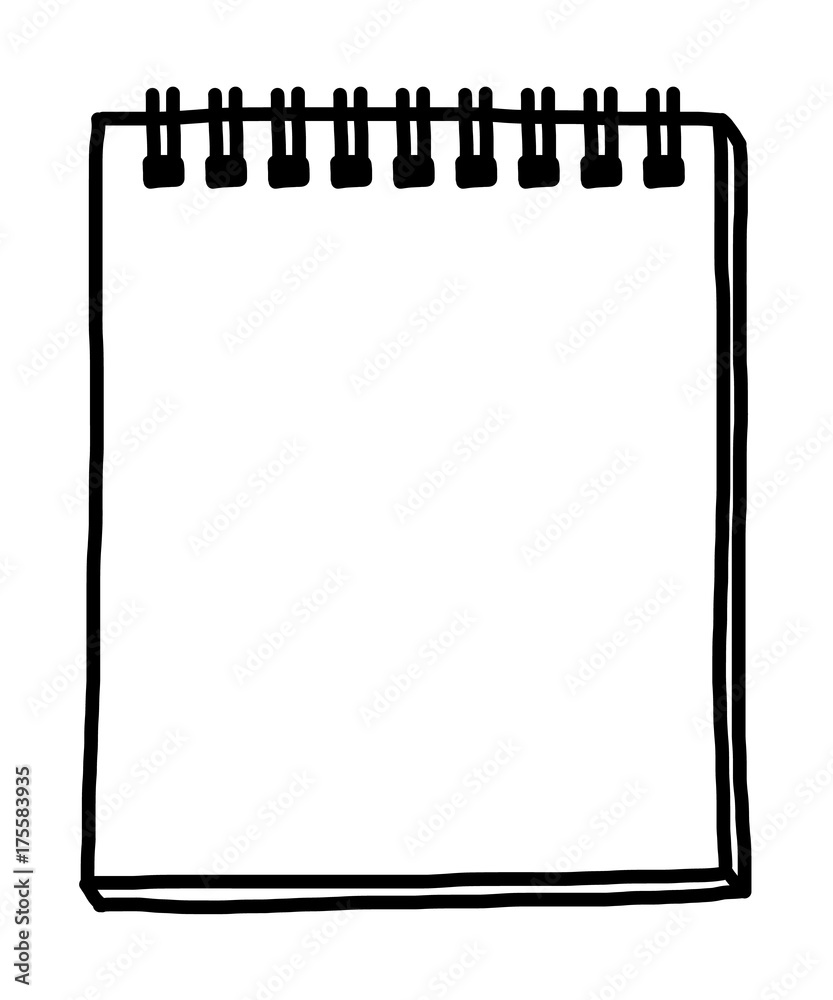 notebook / cartoon vector and illustration, black and white, hand drawn ...