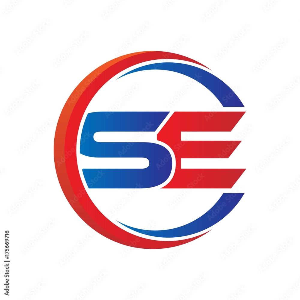se logo vector modern initial swoosh circle blue and red Stock Vector Adobe Stock