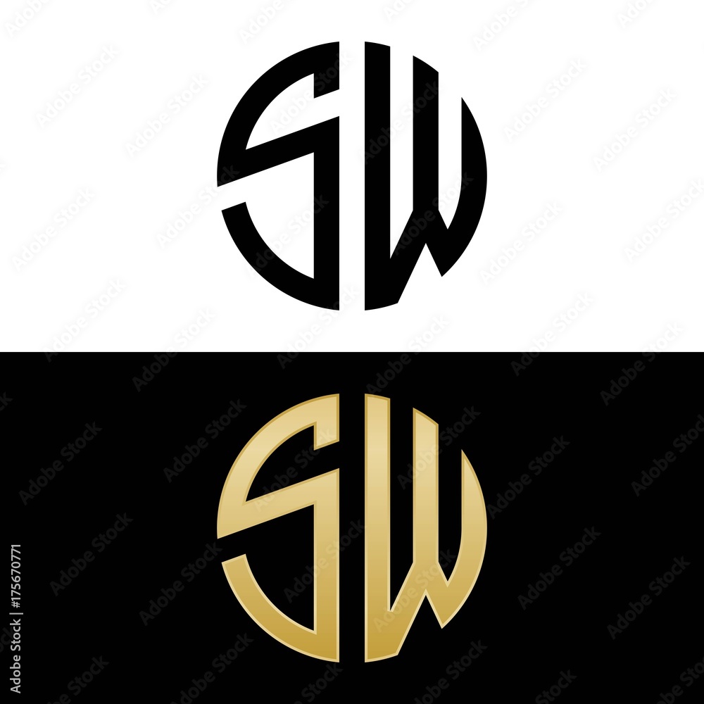 sw initial logo circle shape vector black and gold Stock Vector | Adobe ...