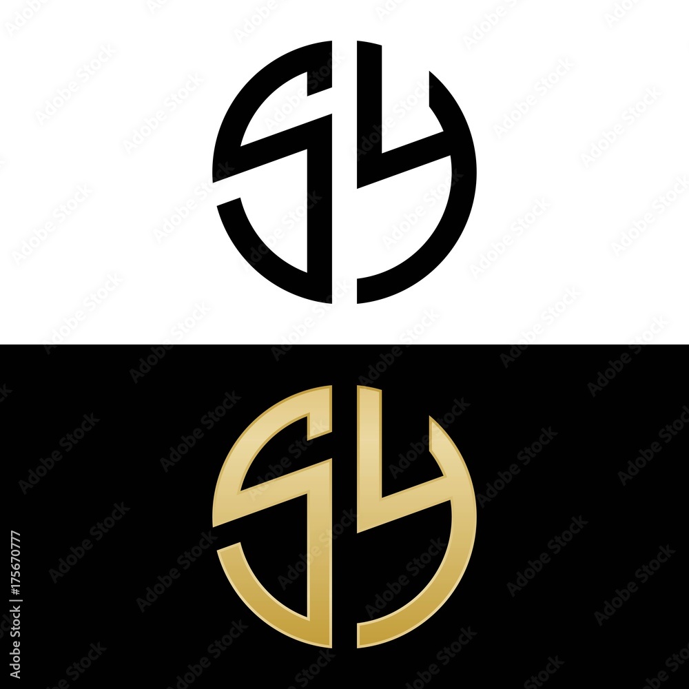sy initial logo circle shape vector black and gold Stock Vector | Adobe ...