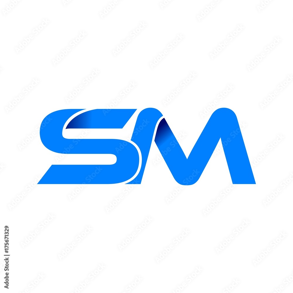 Image vectorielle Stock sm logo initial logo vector modern blue fold ...