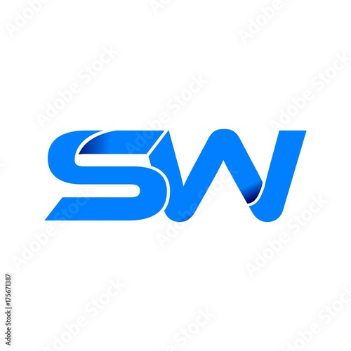 sw logo initial logo vector modern blue fold style Stock Vector | Adobe ...