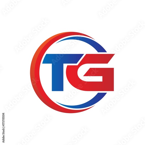 tg logo vector modern initial swoosh circle blue and red Stock Vector ...