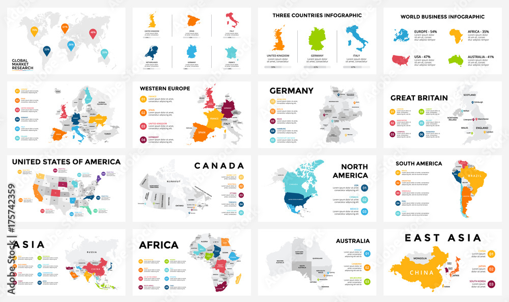 Vector map infographic. Slide presentation. Global business marketing ...