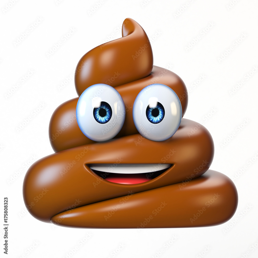 Poop emoji isolated on white background, poo emoticon 3d rendering ...