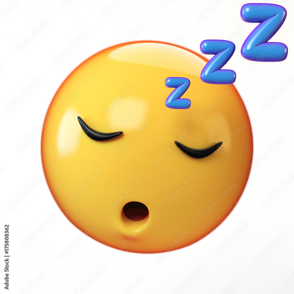 Sleeping emoji isolated on white background, emoticon at rest 3d ...
