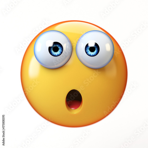 Surprised emoji isolated on white background, shocked emoticon 3d ... Surprised emoji isolated on white background, shocked emoticon 3d ...