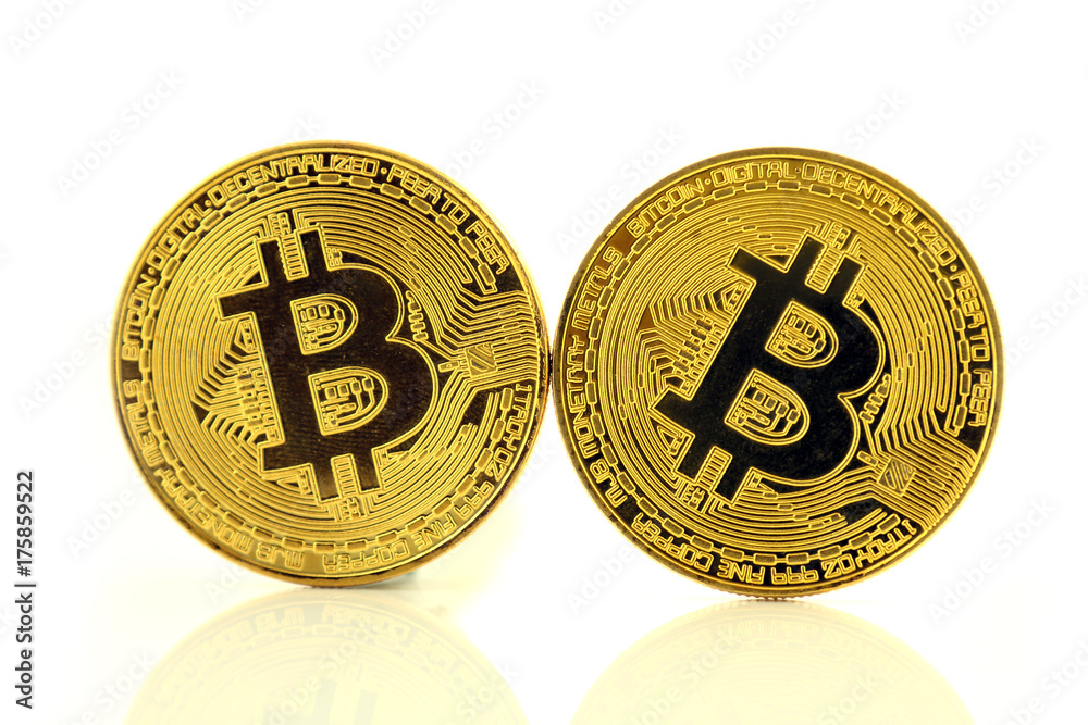Physical version of Bitcoin, new virtual money. Conceptual image for ...