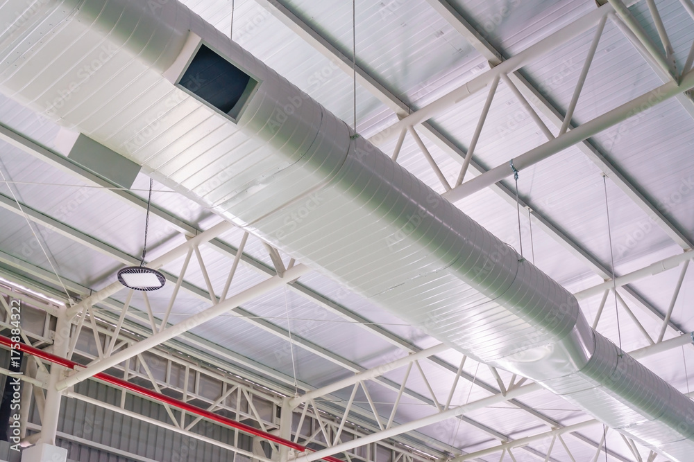 Building interior air duct, Air condition pipe line system air flow ...