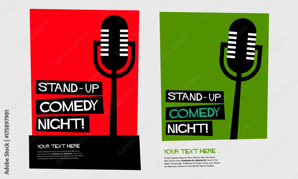 Stand Up Comedy Night! (Flat Style Vector Illustration Performance Show ...