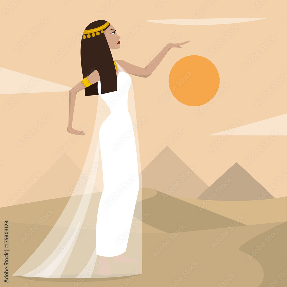 Ancient cartoon pretty egiptian woman. Vector illustration. Stock ...