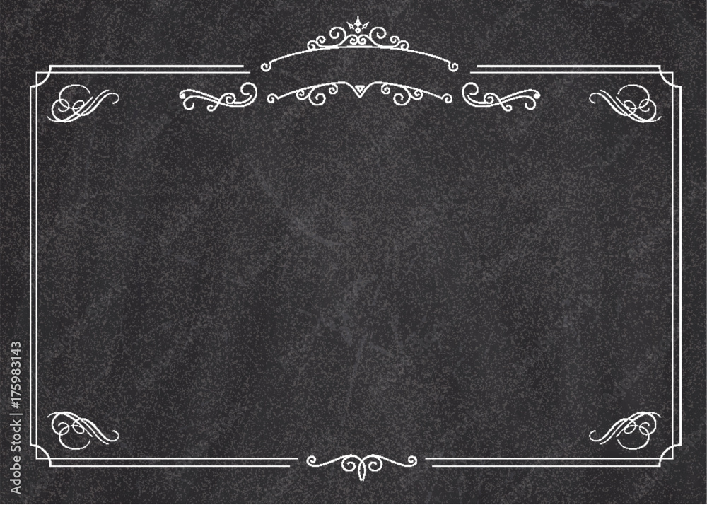 Blank certificate menu blackboard background with retro border Stock ...