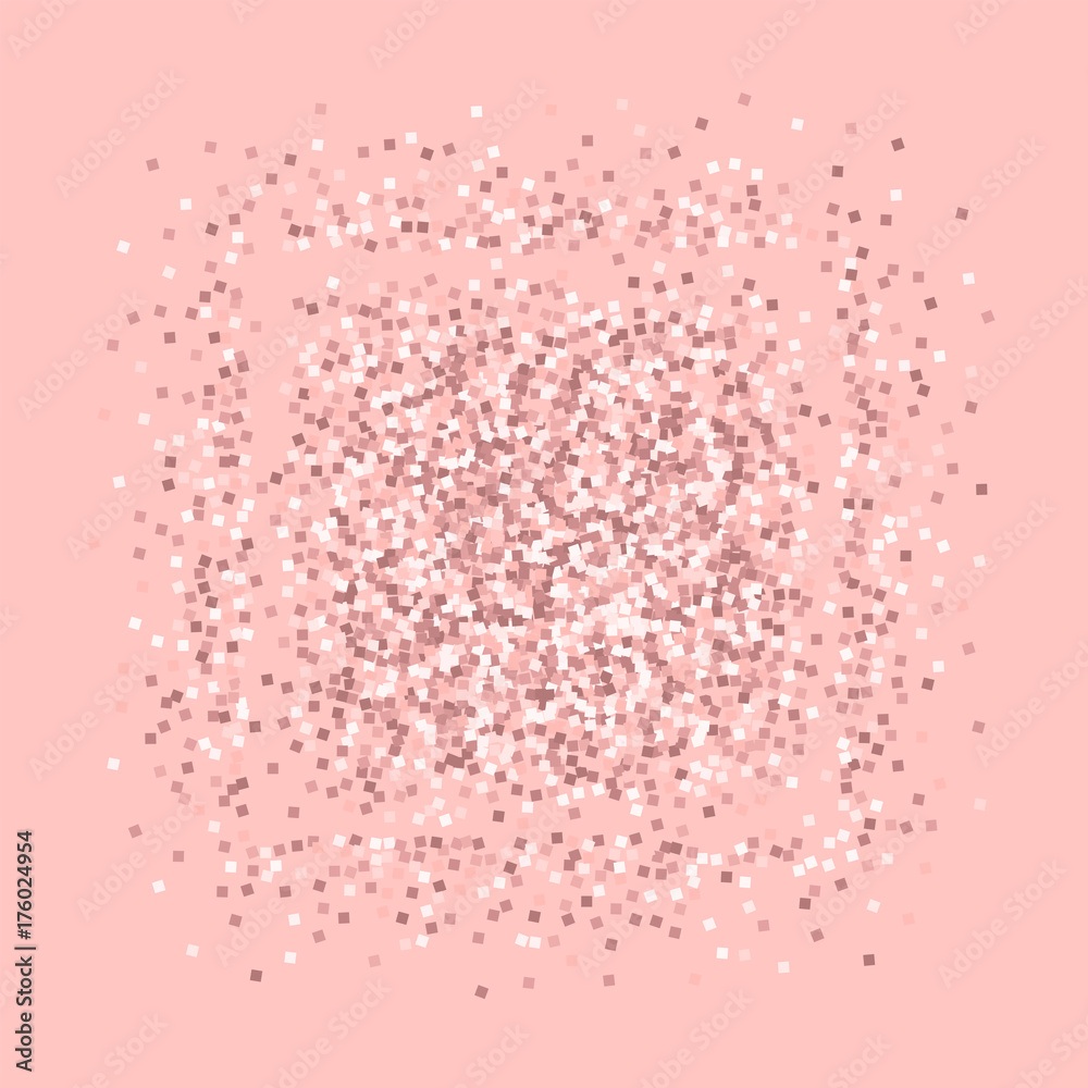 Pink gold glitter. Square shape with pink gold glitter on pink ...