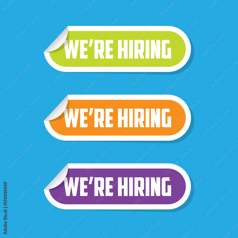 We're Hiring Folded Paper Labels Stock Vector | Adobe Stock