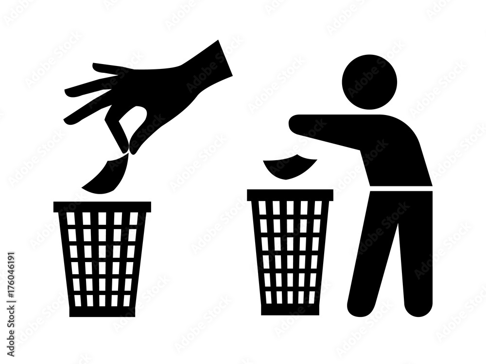Tidy man or do not litter symbols, keep clean and dispose of carefully ...