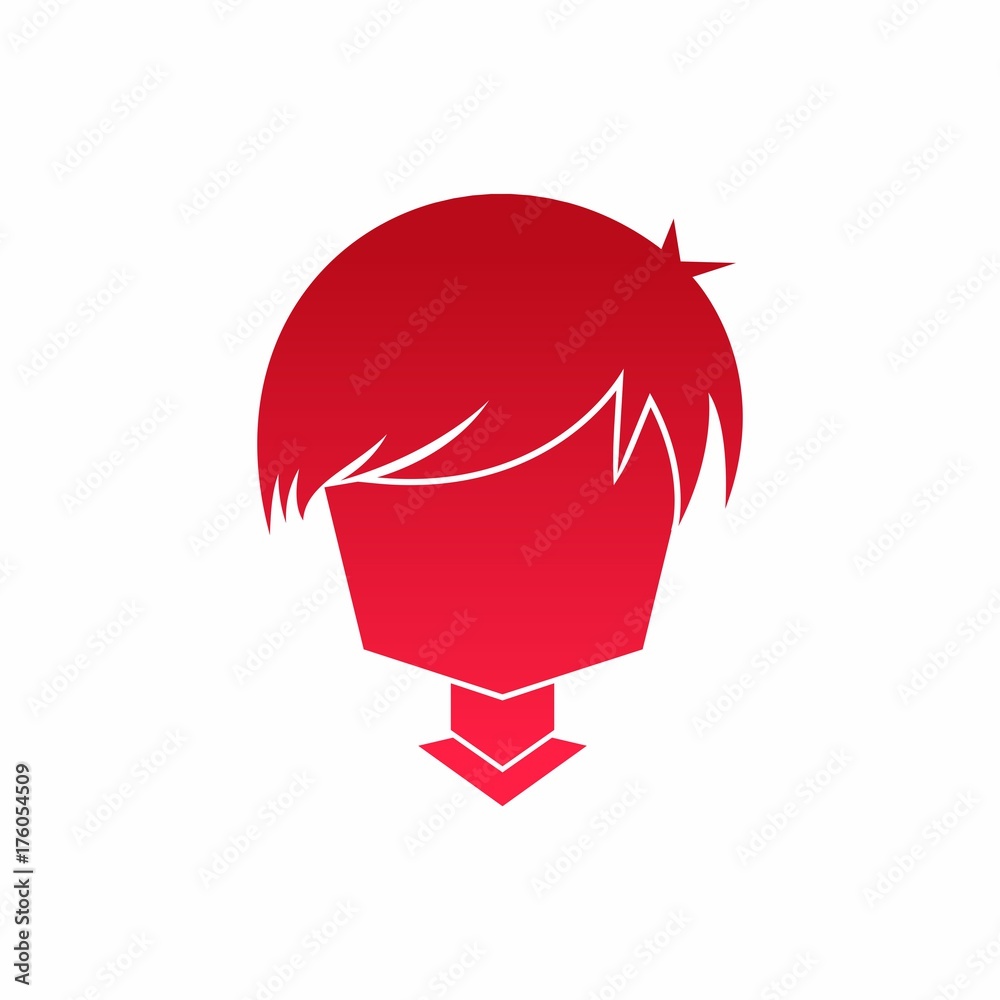 Gradient Bricks Head Man Logo Vector Illustration With Hair For ...