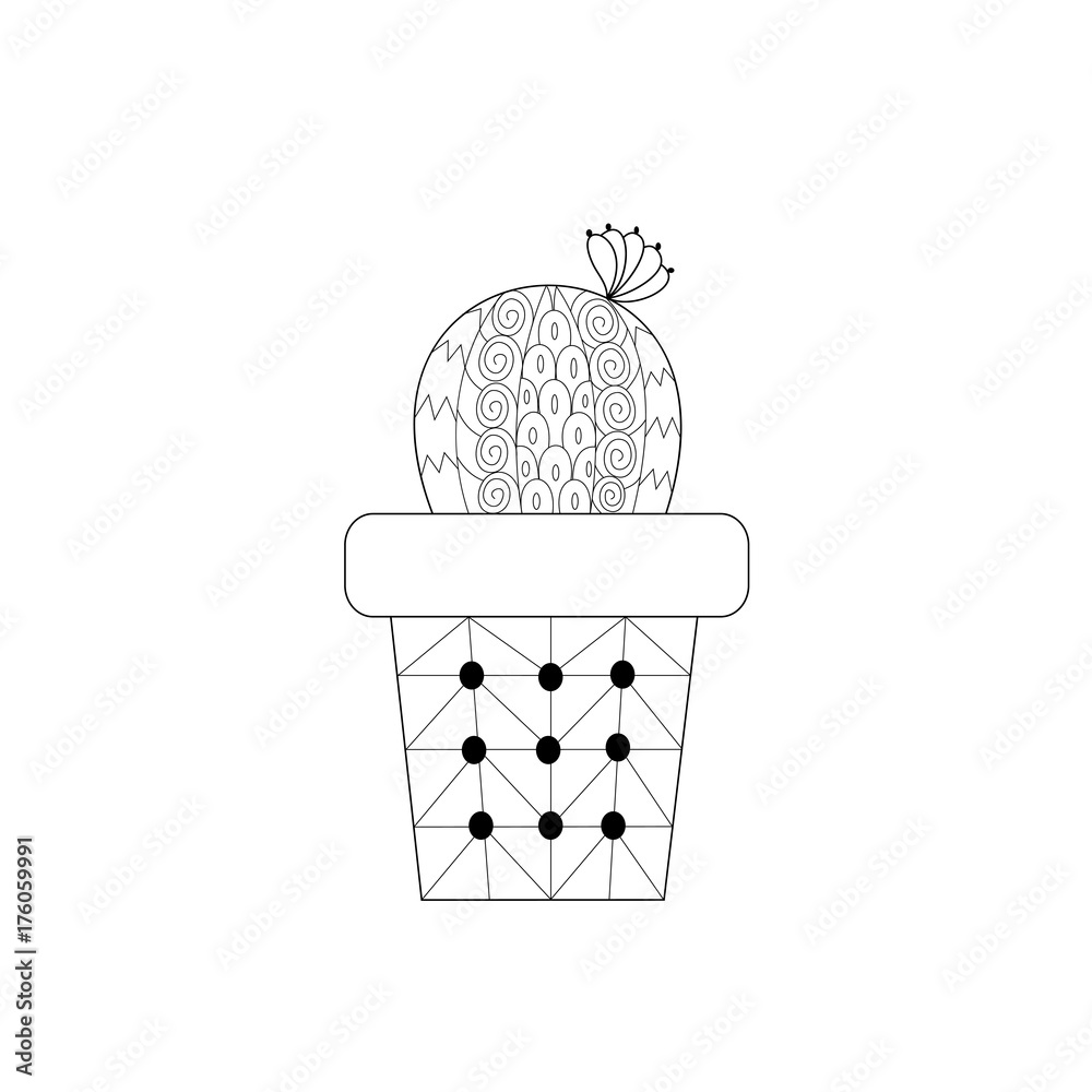 Cactus zentangle style for adult and children coloring book page.vector ...