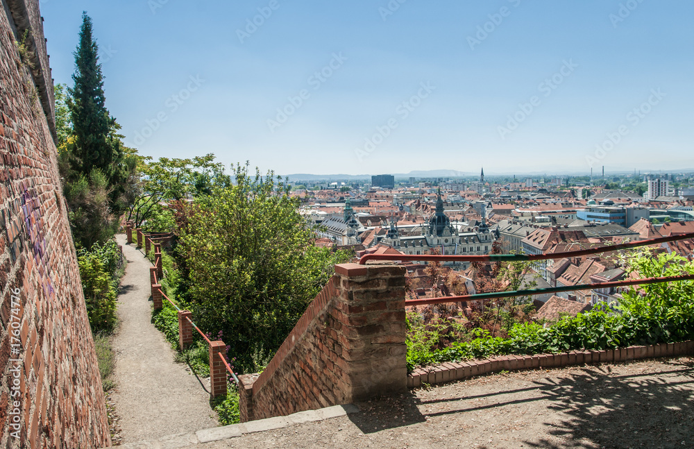 View of the Old Town from the Grazer Schlossberg. Graz. Austria. Graz ...