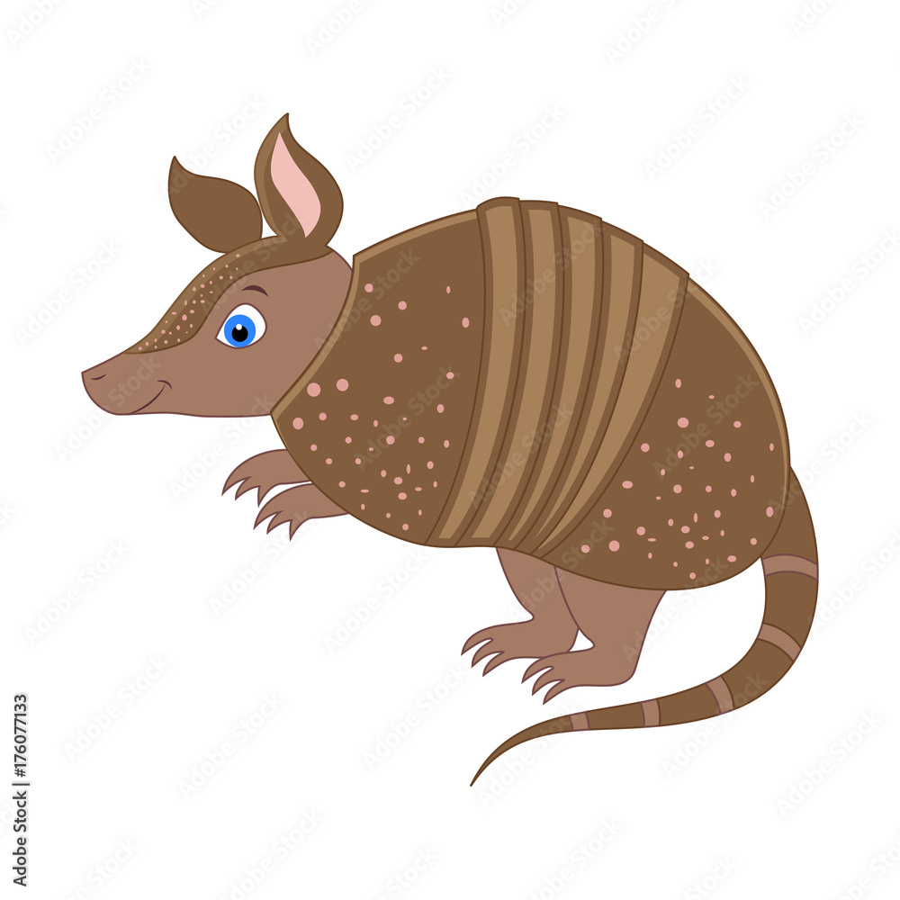 Cute cartoon armadillo vector illustration isolated on white background ...