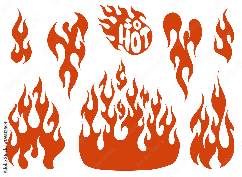 Red flame elements set Stock Vector | Adobe Stock