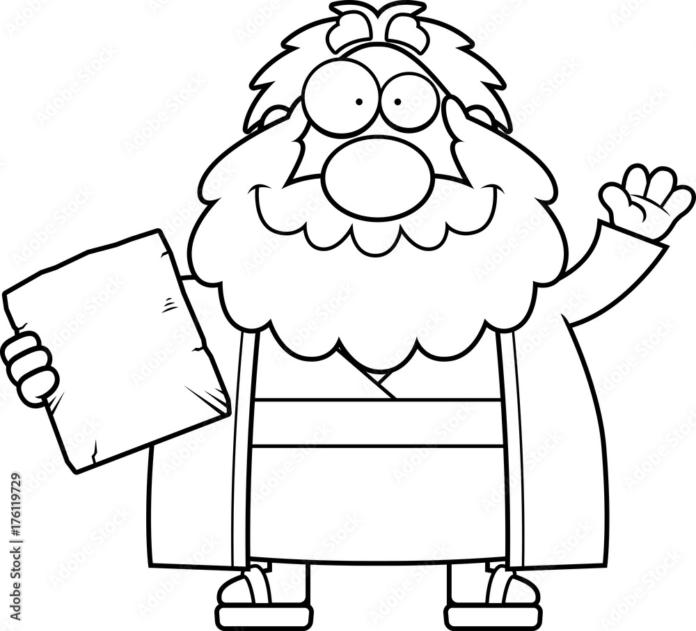 Cartoon Moses Waving Stock Vector | Adobe Stock