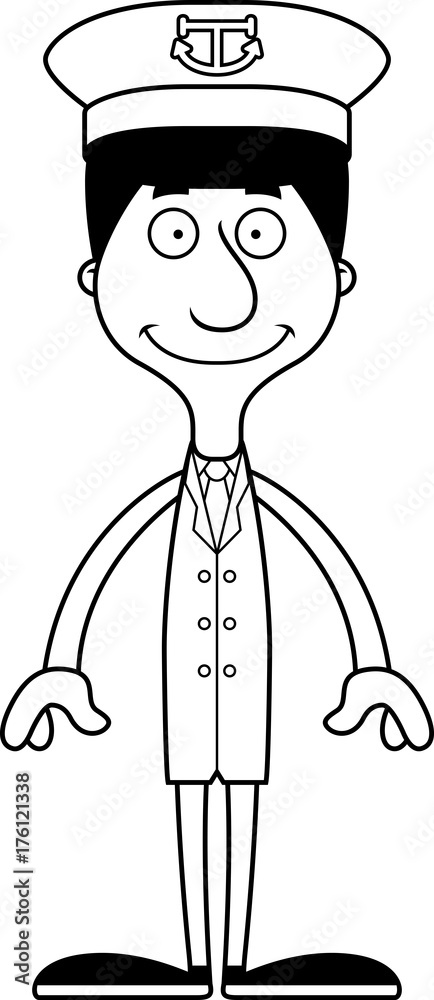 Cartoon Smiling Boat Captain Man Stock Vector | Adobe Stock