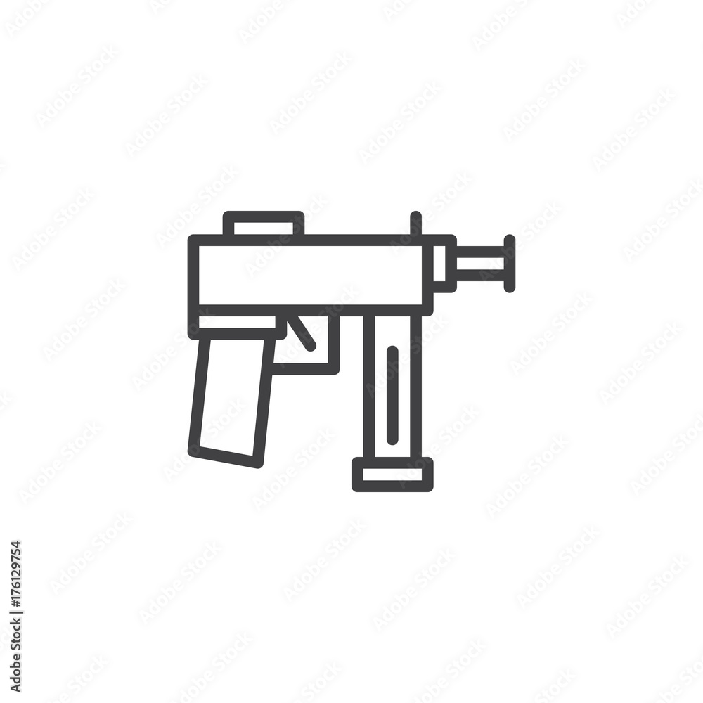 Automatic gun line icon, outline vector sign, linear style pictogram ...