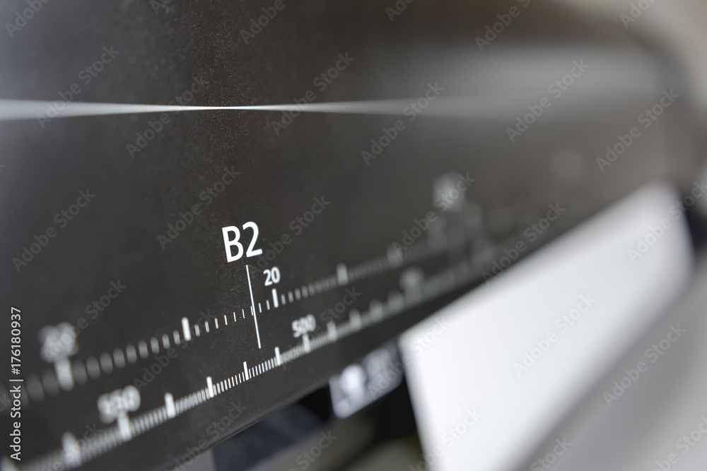 digital printing press, large plotter ruller showing B2 paper format ...