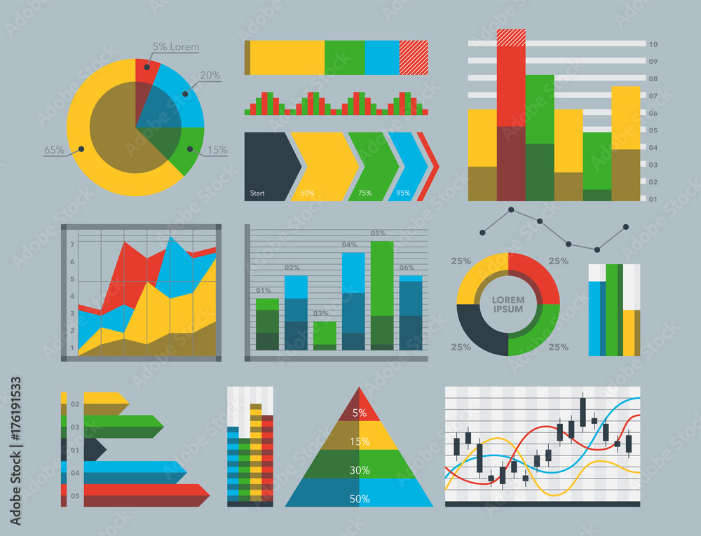 Design diagram chart elements vector illustration of business flow ...
