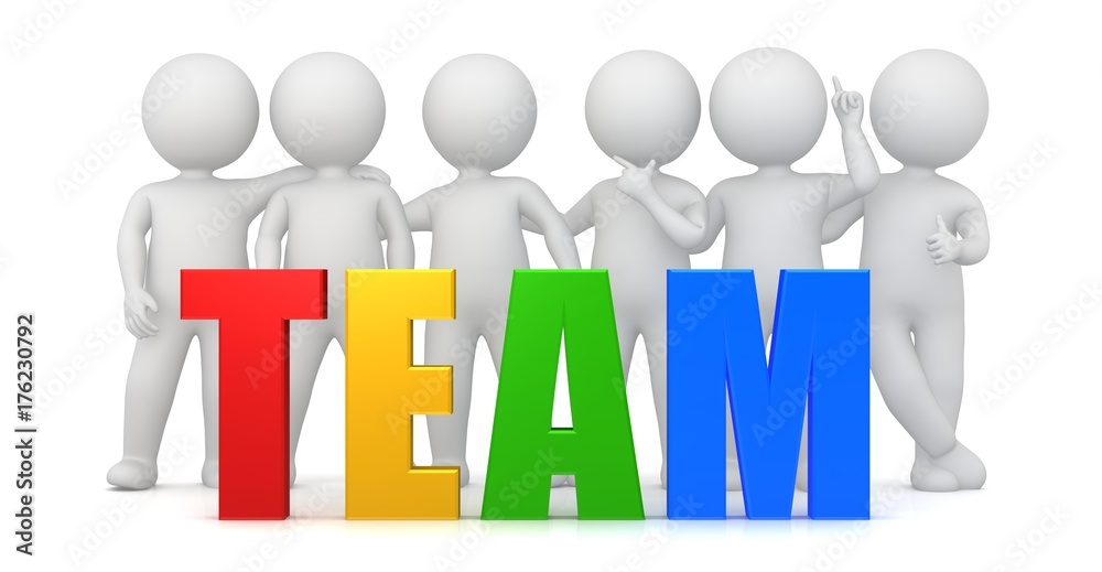 team teamwork 3d template text colored red yellow green and blue team ...