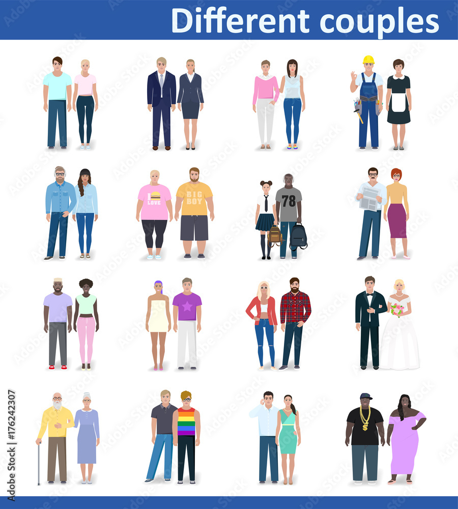 Different couples, vector illustration Stock Vector | Adobe Stock