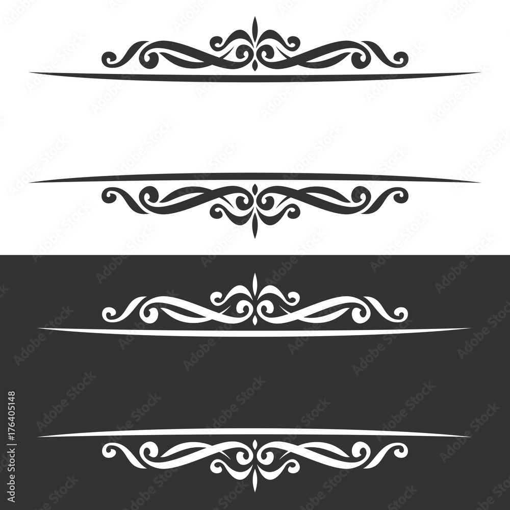 Vector monochrome borders for greeting text, black and white frames of ...