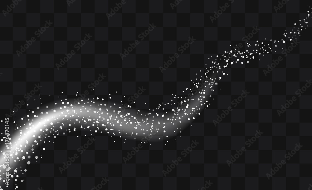 Stock-Vektorgrafik „Vector white glitter trail particles background effect for luxury greeting ...