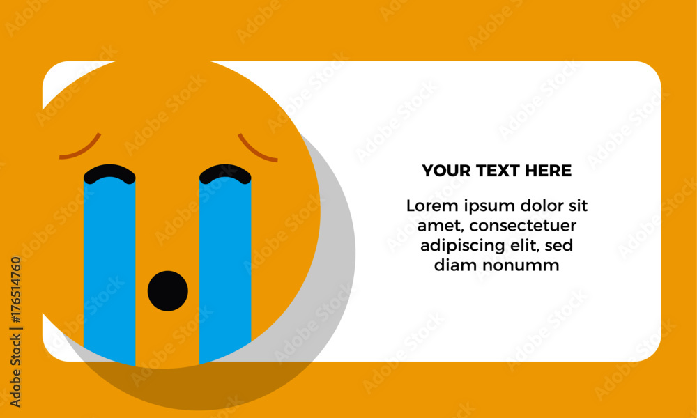 Loudly Crying Face Emoji vector illustration. Love concept. Gift card ...