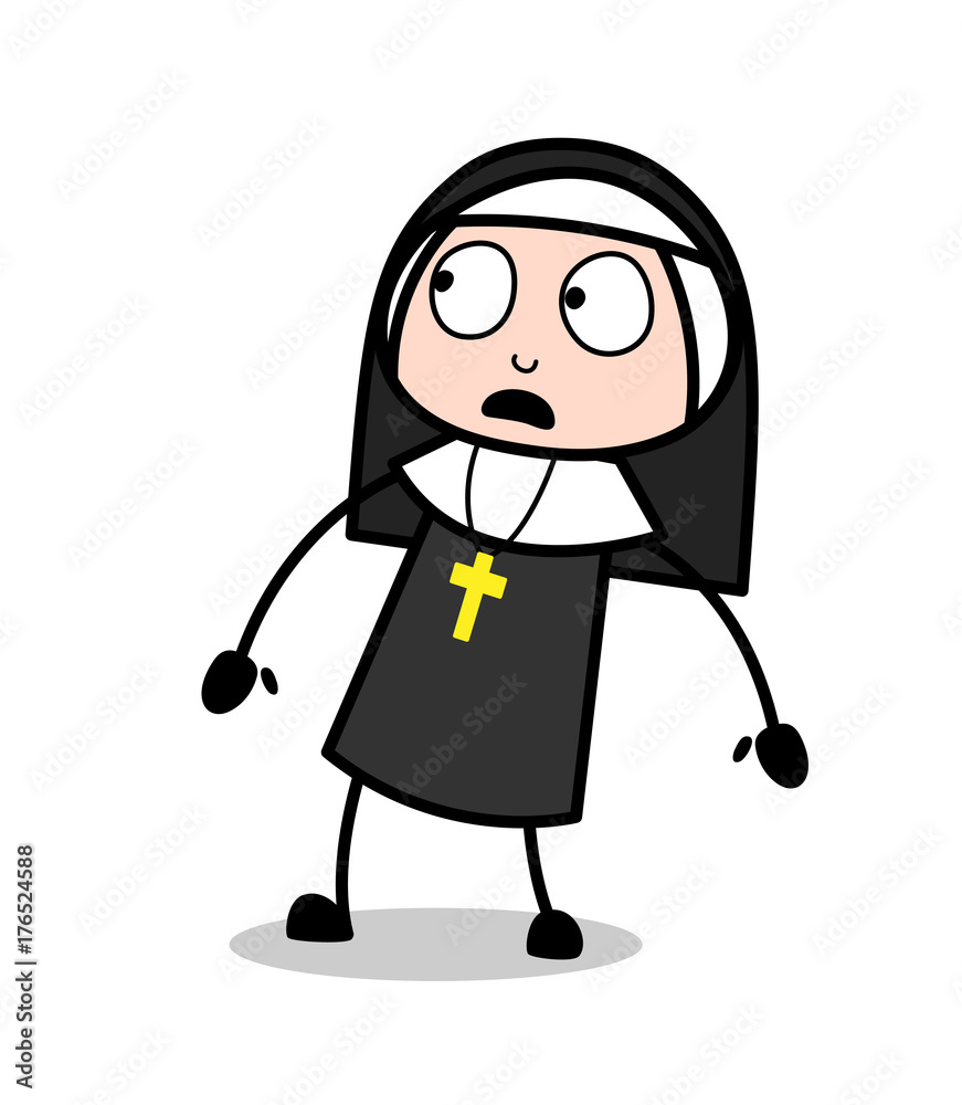 Cartoon Scared Nun Face Expression Vector Stock Vector | Adobe Stock