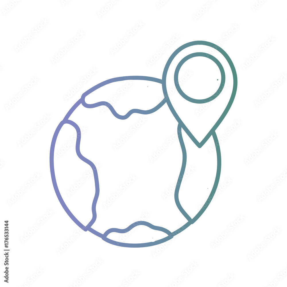 line global earth planet map with location symbol Stock Vector | Adobe ...