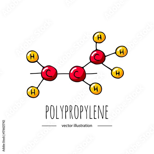 Hand drawn doodle polypropylene chemical formula icon. Vector ...