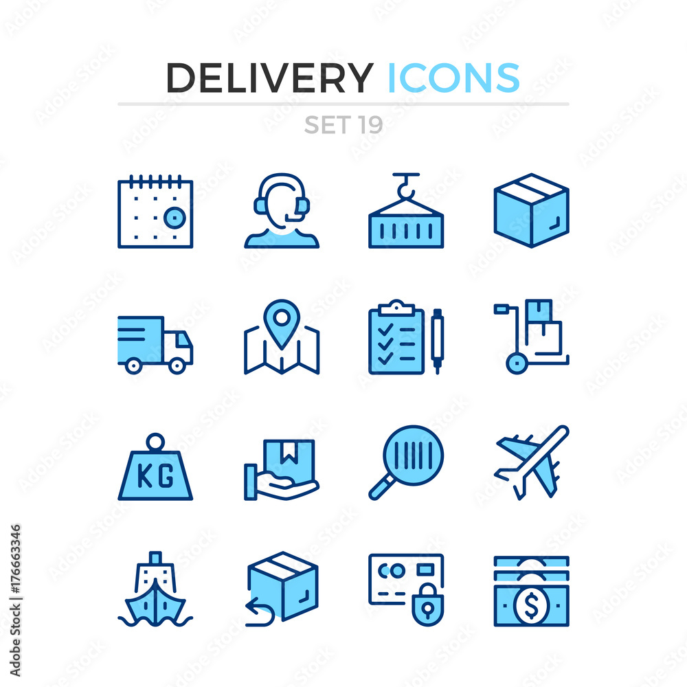 Delivery icons. Vector line icons set. Premium quality. Simple thin ...