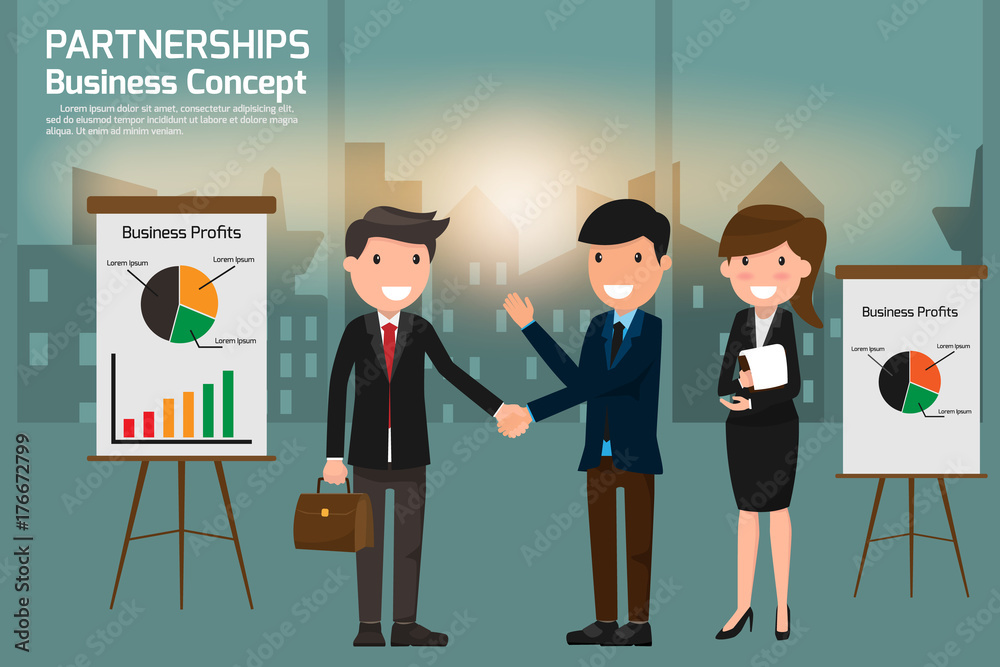 Smiling business cooperation handshake of business partners concept ...