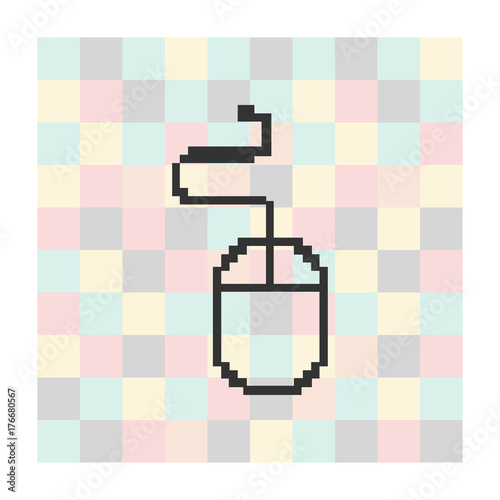 Vector pixel computer mouse icon on square background Stock Vector ...