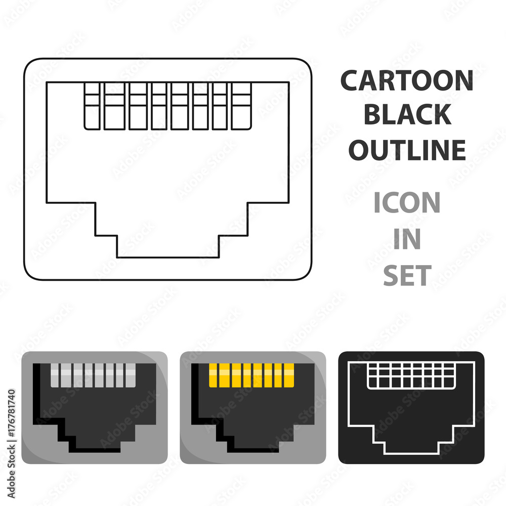 LAN port icon in cartoon style isolated on white background. Personal ...
