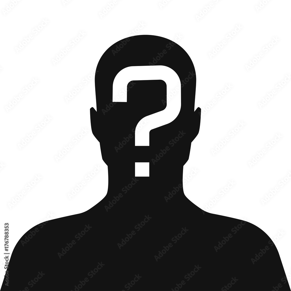 incognito, unknown person, silhouette of man on white background Stock ...