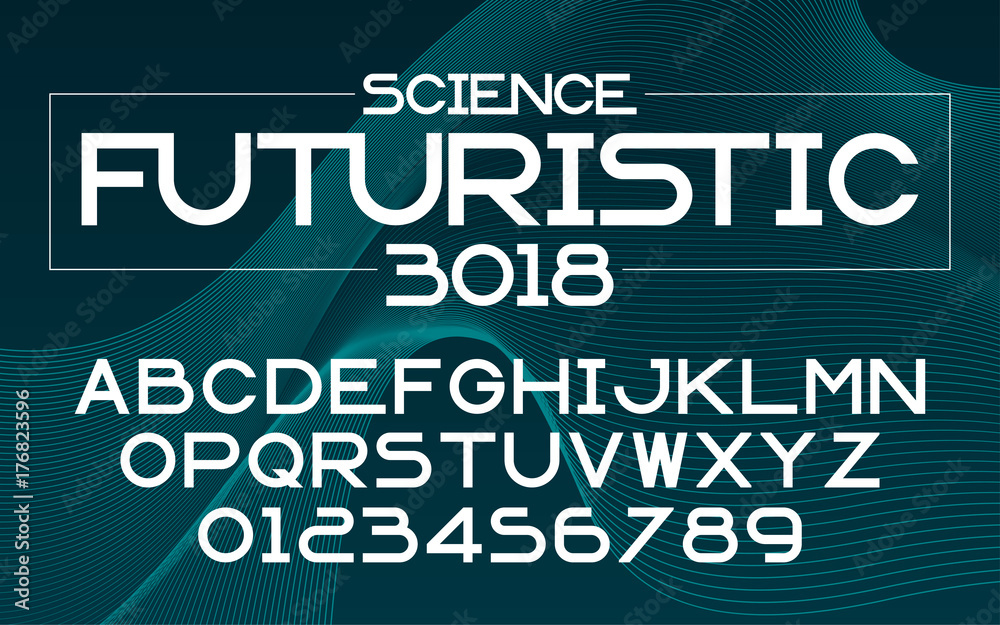 Decorative futuristic alphabet vector fonts and numbers.Typography ...