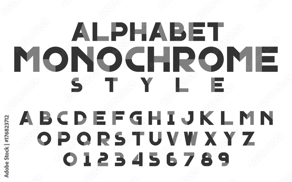 Decorative monochrome alphabet vector fonts and numbers.Typography ...