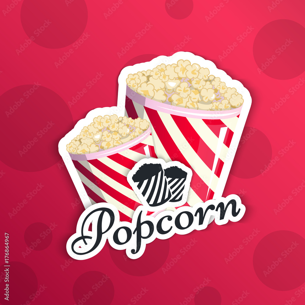Popcorn is isolated in a striped logo logo emblem for your produce, an ...