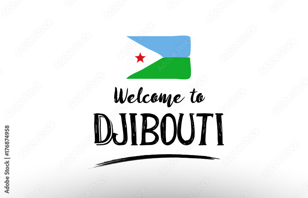 welcome to djibouti country flag logo card banner design poster Stock ...