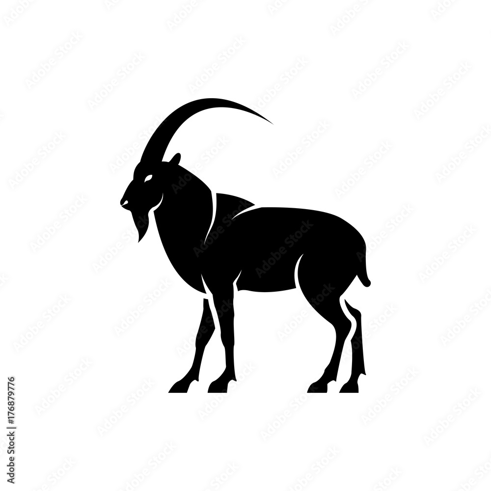 Vector goat silhouette view side for retro logos, emblems, badges ...