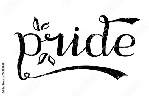 Pride word custom lettering text with white textured background, vector ...
